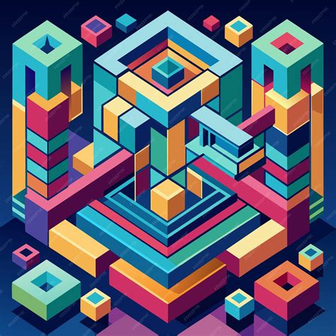 Premium Vector A Colorful Illustration Of A Complex Geometric Shapes