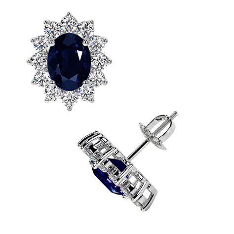 Oval Cut Blue Sapphire Earrings With Round Diamonds 552cttw Aa Quality