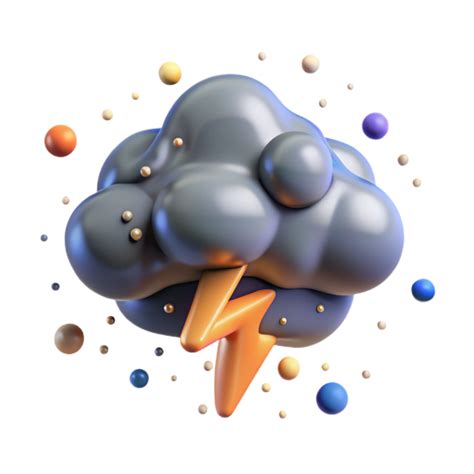 Vibrant Rustic Isolated Thundercloud With Lightning Effect Original