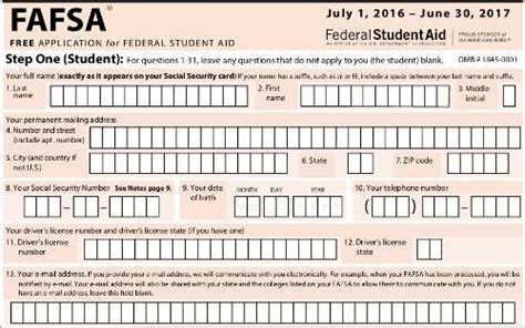 Printable Fafsa Application Form Printable Forms Free Online