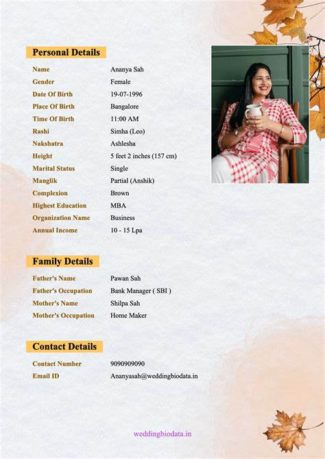 Biodata For Wedding
