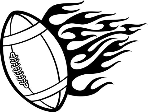 Flaming Rugby American Football Ball Black And White Png