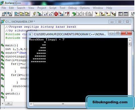 Program Membuat Pola Segitiga Bintang Pada Bahasa Pemrograman C