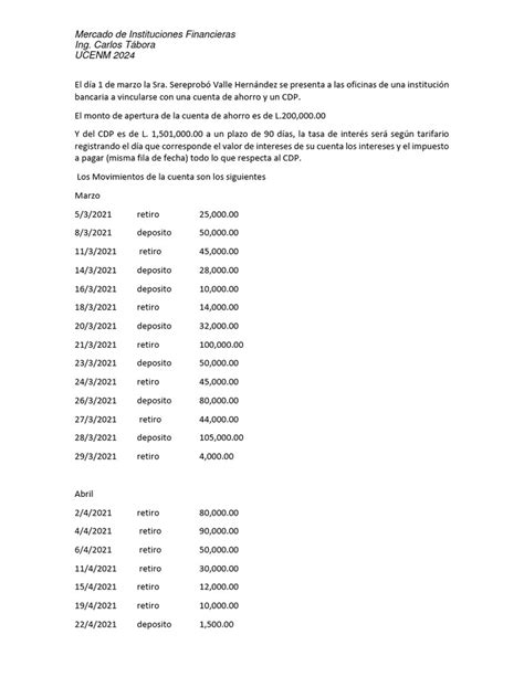 Tarea 1 Ca Y Cdp 2024 Pdf Bancos Dinero