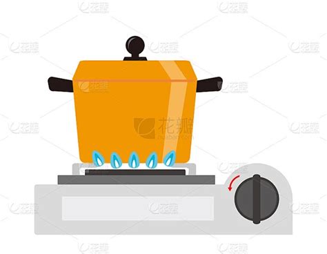 矢量插图的便携式炉子。素材 花瓣网