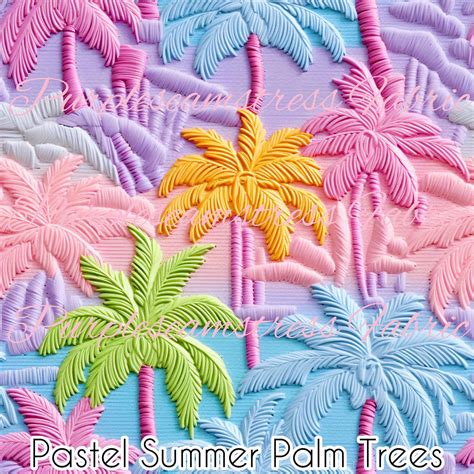 Pastel Summer Palm Trees Fabric Purpleseamstress Fabric