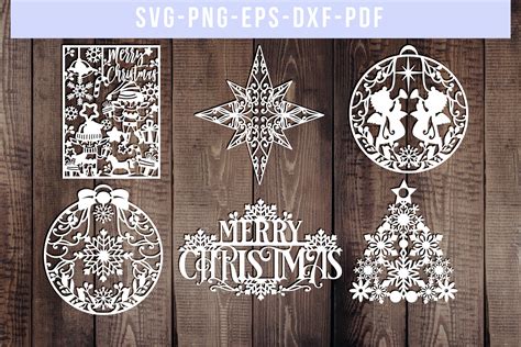 Bundle Of 6 Christmas Papercut Templates Holiday Svg Pdf 294300