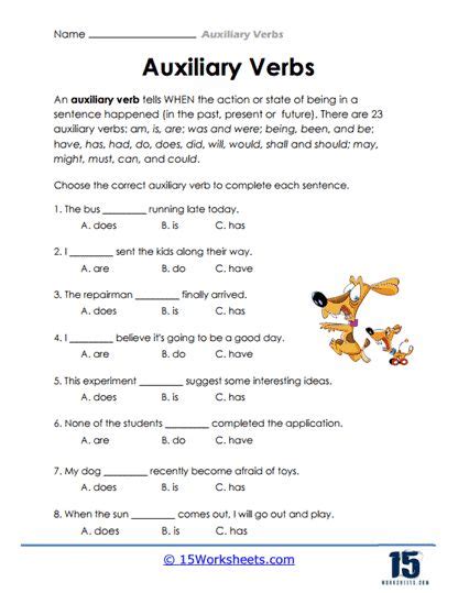 Present Tense Auxiliary Verbs Worksheet Primary Auxiliary Verbs