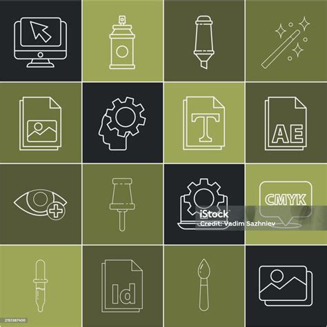 선 설정 그림 풍경 텍스트 Cmyk가 있는 말풍선 Ae 파일 문서 마커 펜 내부 인간 헤드 기어 컴퓨터 모니터 커서 및 텍스트