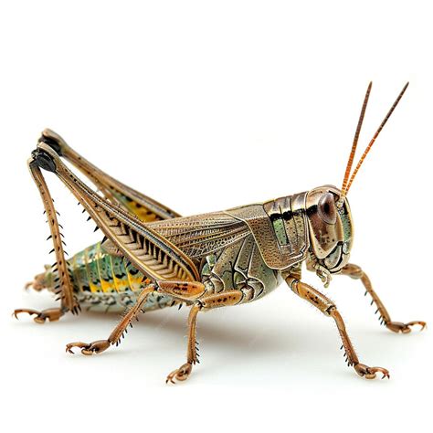 Grasshopper Jumping Pose Isolated On White Background Premium Ai