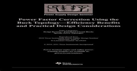 Pdf Power Factor Correction Using The Buck Topology Article · Texas Instruments 4 11 Slup264