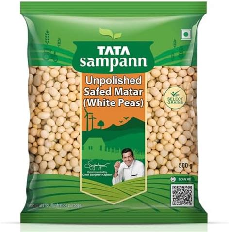Tata Sampann Unpolished Safed Matar White Peas 500g Select Grains