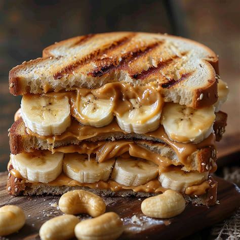 Golden Grilled Peanut Butter Banana Sandwich With Creamy Filling