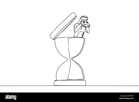 Single Continuous Line Drawing Arab Businessman Appears Out Of The