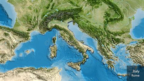 Shape Of Italy Bevelled Satellite Labels Stock Illustration