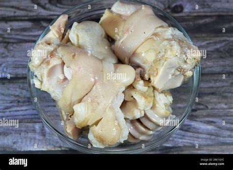Arabic Egyptian Cuisine Of Kawareh Trotters With Its Traditional Soup