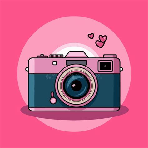 Cute Pink Camera Illustrations For Photography And Love Themed Designs