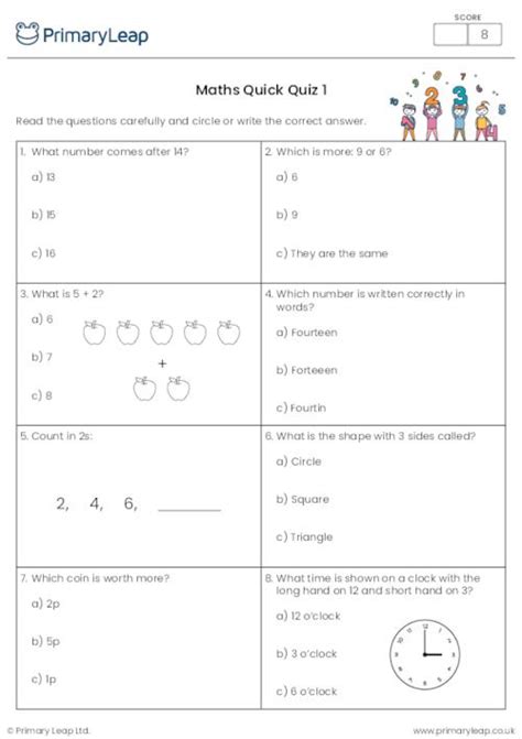 General Knowledge Y1 Maths Quick Quiz 1