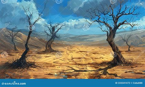 The Picture Of Drought Disaster Desertification Of The Land And
