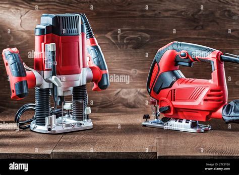 Electric Hand Tools Red Corded Jigsaw And Speed Variable Power Small Plunge Router Milling