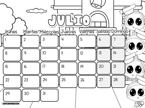 Bonito Calendario Mes De Julio Color Y Byn Orientacion Andujar