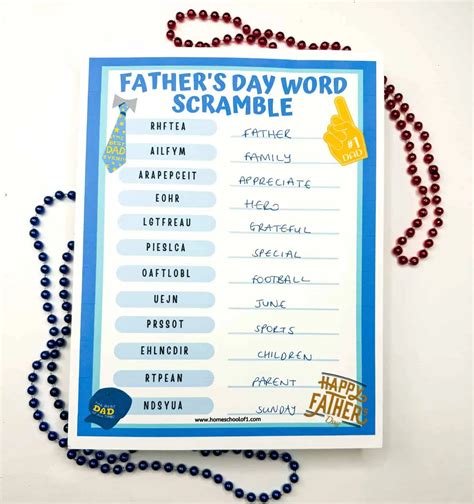 Free Fathers Day Word Scramble Printable Game
