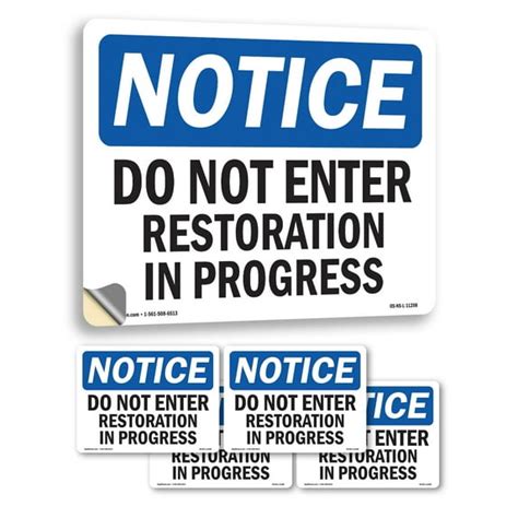 Do Not Enter Restoration In Progress Osha Notice Vinyl Decal Label 10