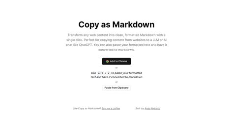 Copy As Markdown Web Content To Markdown Converter