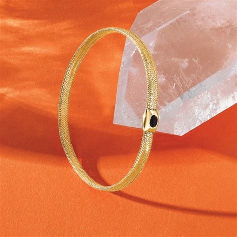 14k Gold And Onyx Stretch Mesh Bracelet By Leslies Jewelry