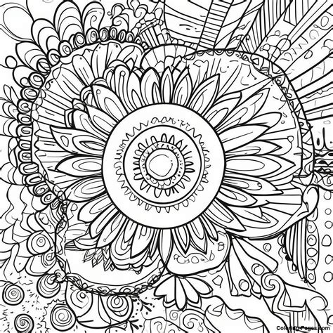 Colorful Aesthetic Trippy Mandala Coloring Page Coloring