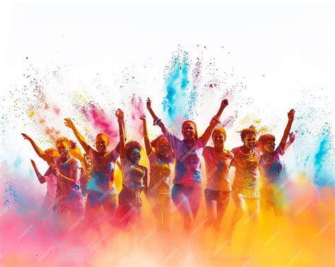 A Group Of People With Colorful Dyes Are All Wearing Colorful Dyes
