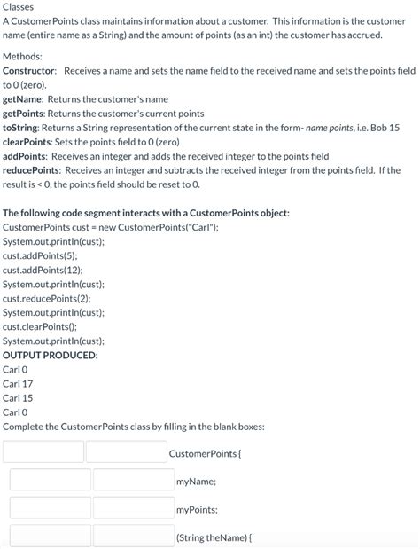 Solved Classes A Customer Points Class Maintains Information
