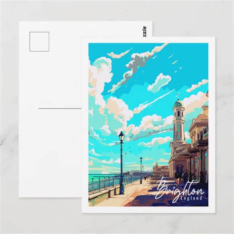 Brighton England Vintage Travel Place Illustration Postcard Zazzle
