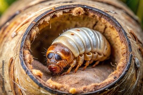 Foto De Extreme Close Up Image Of Larva Of Coconut Rhinoceros Beetle