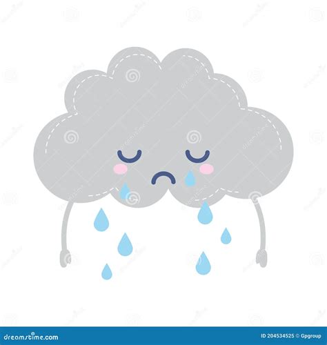 Weather Icon Of A Crying Cloud On White Background Stock Vector