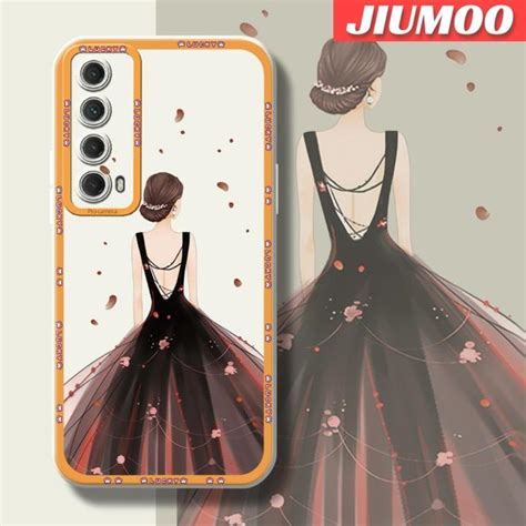 Jiumoo Case For Huawei Y7a Case Fashion Beauty Princess Girl Thin Shockproof Square Edge