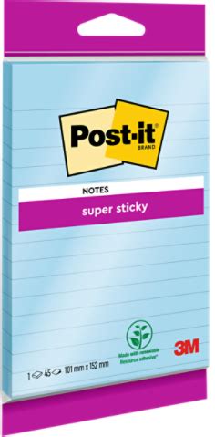 Post It Super Sticky Large Notes Blue Lined 102 Mm X 152 Mm 45 Sheets Pad 1 Pad Pack 100