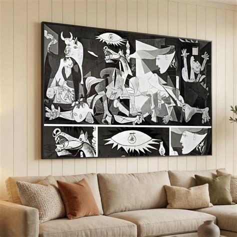 Black And White Abstract Canvas Picasso Style Wall Art Guernica