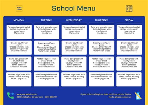 Create Free School Menus Online