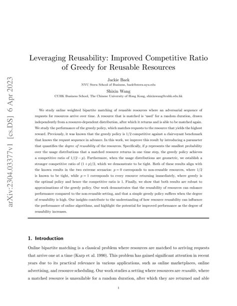 Leveraging Reusability Improved Competitive Ratio Of Greedy For