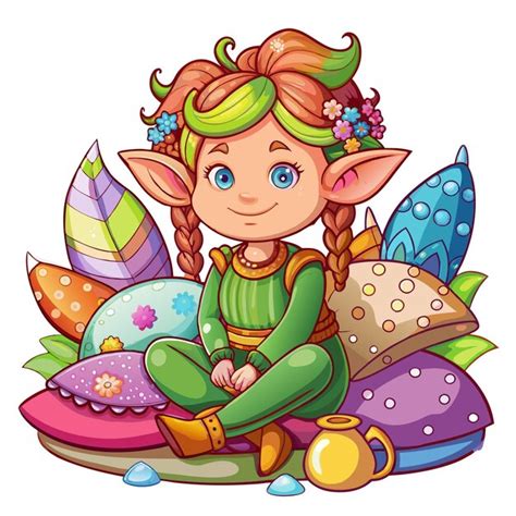 Premium Vector Colorful Illustration Of Loving Pixie With Pillows