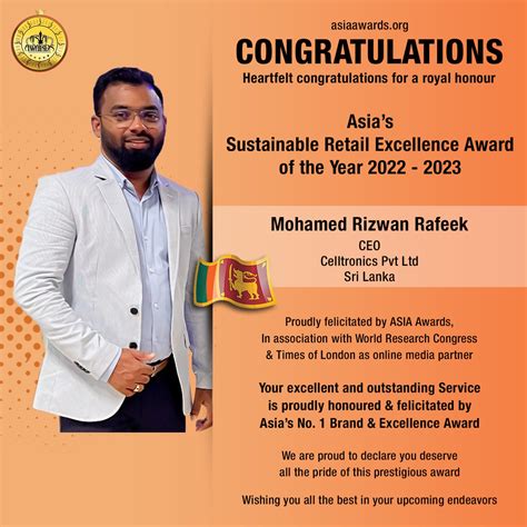 Mohamed Rizwan Rafeek Has Bagged Asias Sustainable Retail Excellence Award