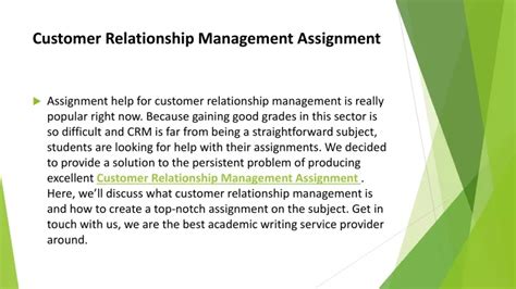 Ppt Customer Relationship Management Assignment Powerpoint
