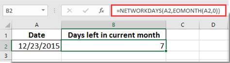 How To Calculate Number Of Working Days Left In Current Month In Excel