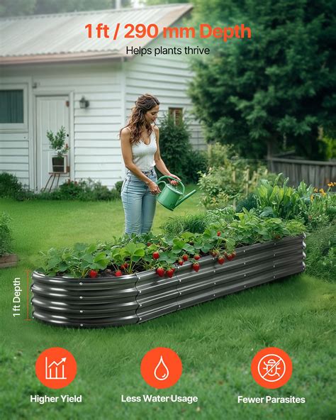 Vevor Metal Raised Garden Bed 24 X 06 X 03 M Oval Outdoor