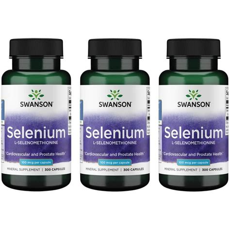 Swanson Selenium L Selenomethionine 100 Mcg 300 Caps 3 Pack