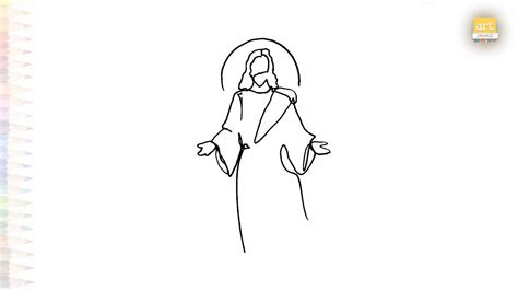 Jesus Christ Outline Drawing Easy Art Tutorial How To Draw Jesus