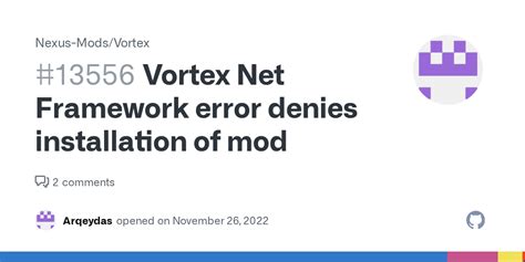 Vortex Net Framework Error Denies Installation Of Mod · Issue 13556