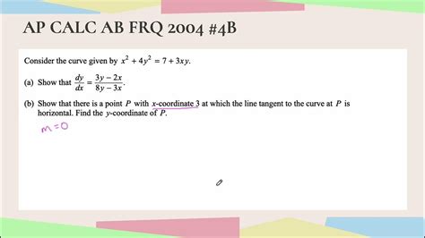 Ap Calculus Ab 2004 4b Horizontal Tangent Lines Made Easy Eli5