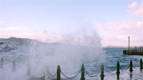 Beautiful View Of Marina With Splash Of Waves Action City Marina With